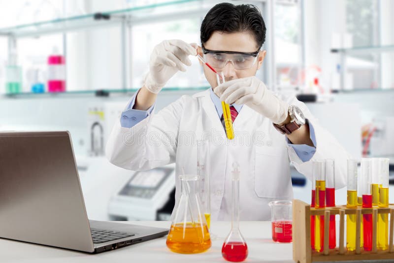 Male Scientist Doing Science Research Stock Photo - Image of indian ...