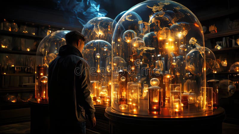 Male Scientist Engineer Working at Table in Laboratory Workshop with ...