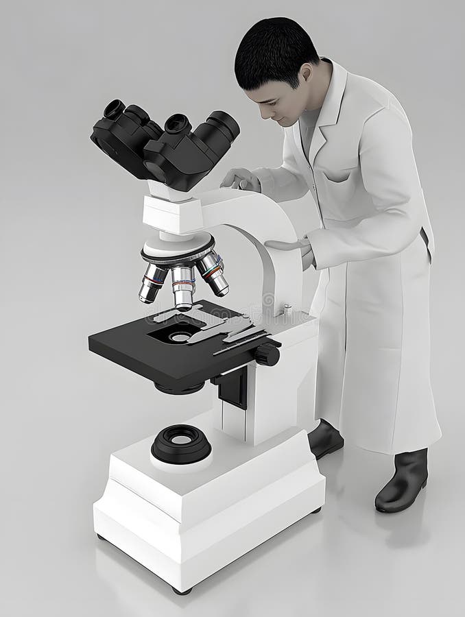 Male Scientist Examining Specimens Under Microscope. Stock Photo ...