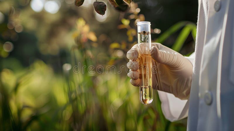 Male Scientist Holding a Test Tube with Soil Stock Illustration ...