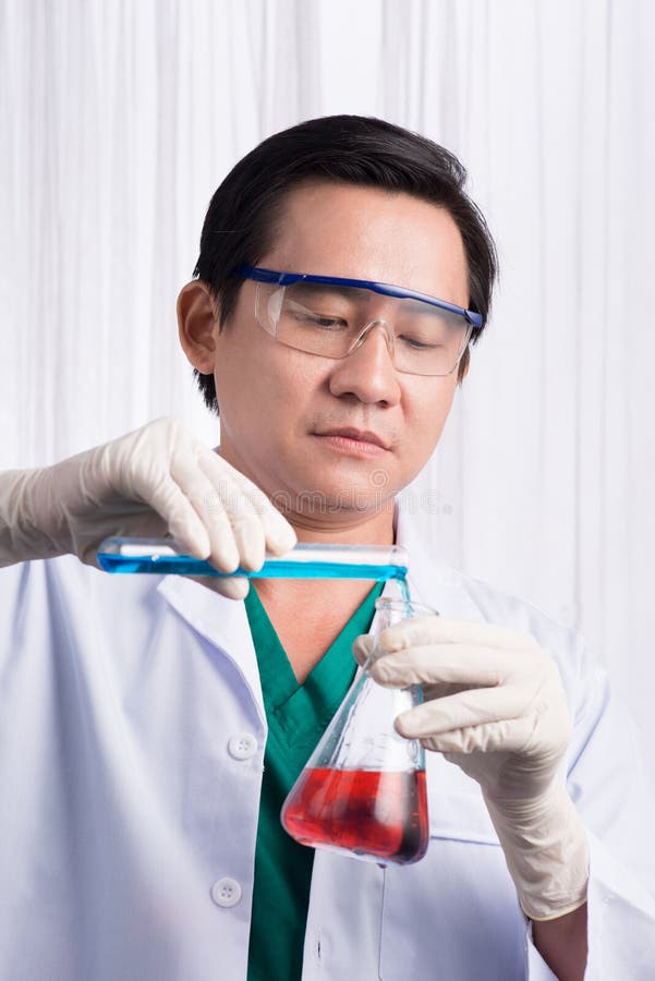 Male Scientist Holds and Examine Samples Stock Image - Image of ...