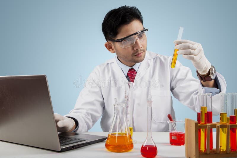 Male Scientist Making an Experiment in the Studio Stock Image - Image ...