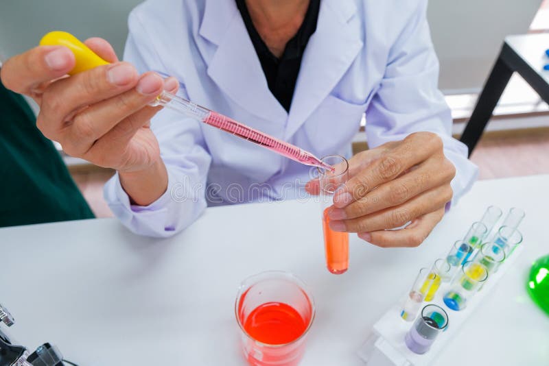 Male Scientist Standing with Techer in Lab Worker Making Medical Stock ...