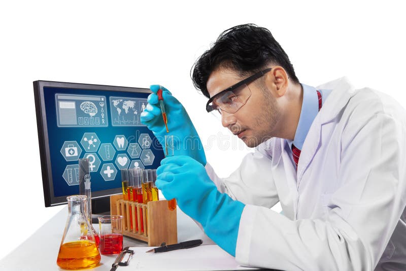 Male Scientist Student Doing Research Stock Image - Image of experiment ...