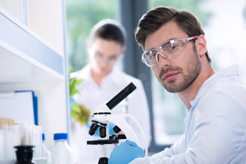 Male Scientist during Work at Modern Biological Laboratory Stock Image ...