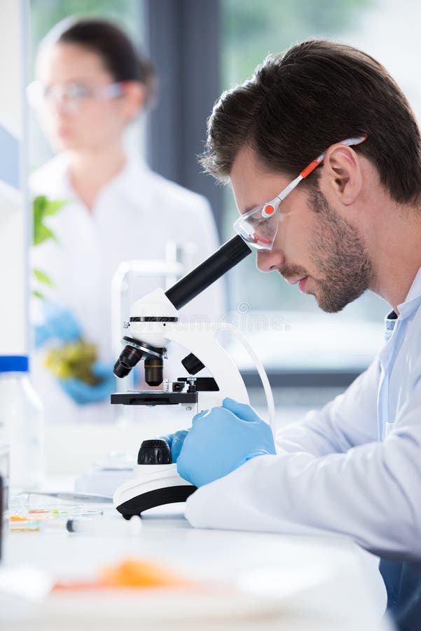 Male Scientist during Work at Modern Biological Laboratory Stock Image ...