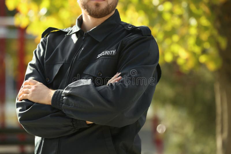 Male Security Guard Outdoors Stock Image - Image of control, caucasian ...