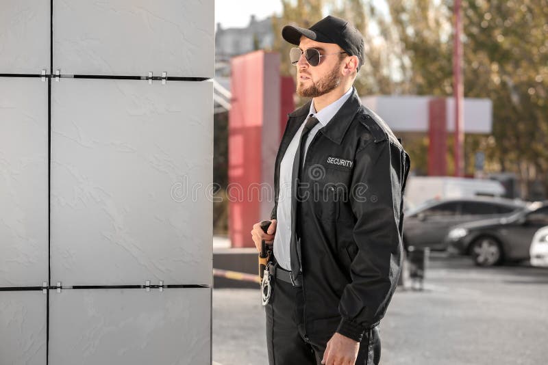 Male Security Guard Outdoors Stock Photo - Image of profession ...