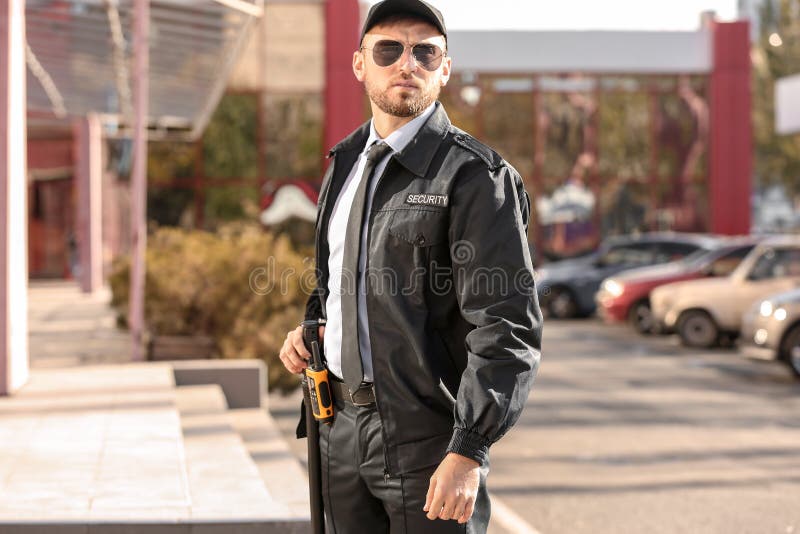 Male Security Guard Outdoors Stock Photo - Image of safeguard, person ...