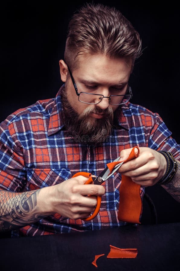 Shoemaker Cutting and Shaping Wood To Make Shoe Lasts Stock Photo ...