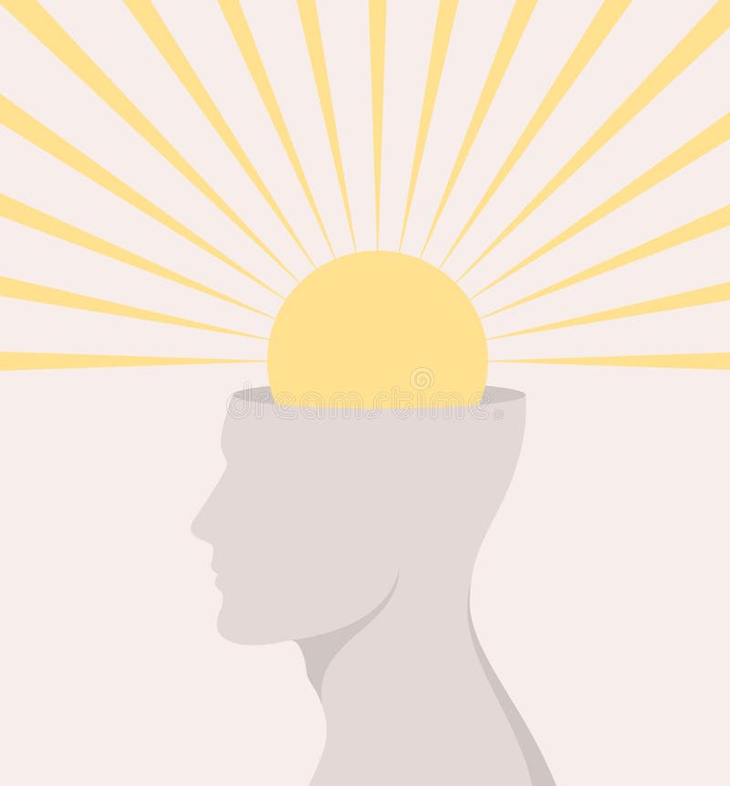 Male Side Silhouette with Sun in His Head. Vector Illustration Stock ...