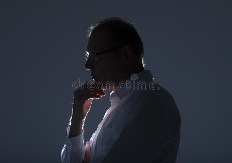 Shadow Glasses of a Man Behind a Frosted Glass. Blurred Glasses ...