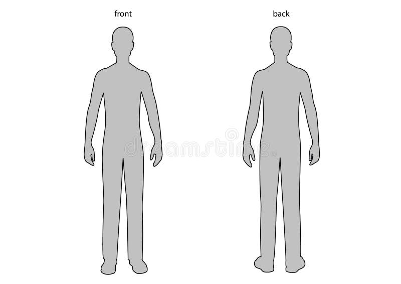 Male Silhouette in Front and Back View Stock Illustration ...