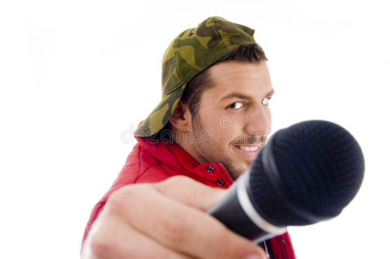Holding Microphone stock image. Image of music, lead, singer - 231955