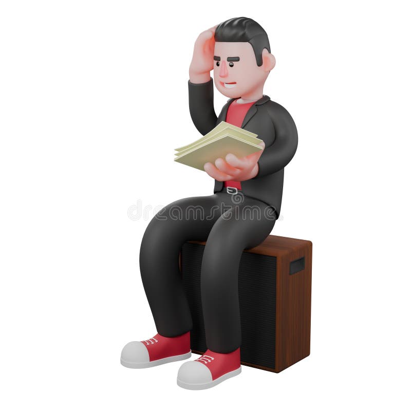 A Male Sits on Scratching His Head Stock Photo - Illustration of ...