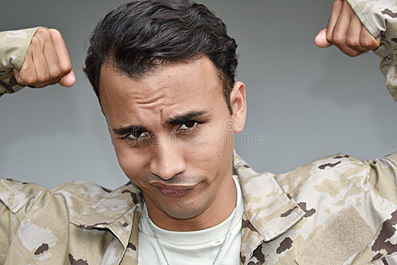Male Soldier and Muscles stock image. Image of tendons - 105747373