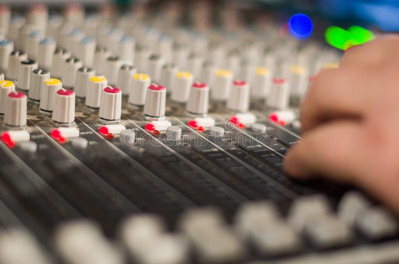 Male Sound Engineer Hands Working on Sound Mixer Stock Image - Image of ...