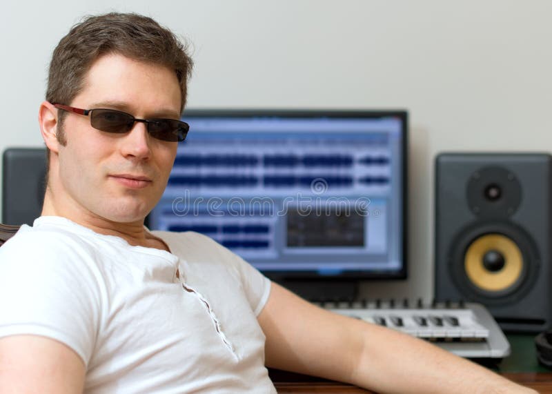 Male sound producer. stock photo. Image of industry, musician - 65514612