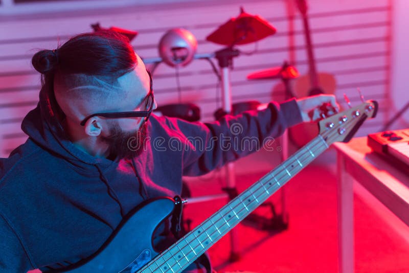 Male Sound Producer Working in Recording Studio. Stock Photo - Image of ...