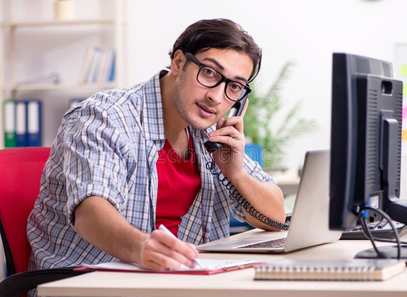 Male it Specialist Working in the Office Stock Image - Image of ...