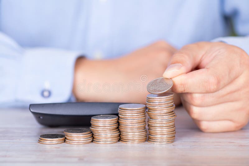 Male Stacking Dollar Coins Indoors Stock Image - Image of hands, indoor ...