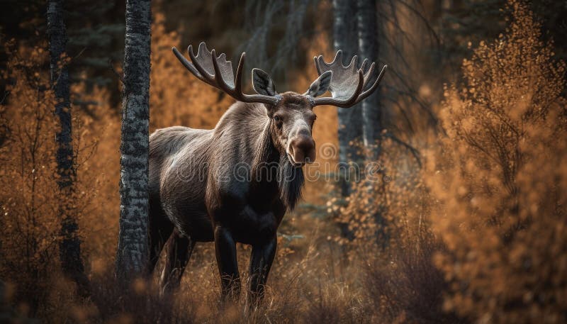 Male Stag Grazes on Grass in Tranquil Winter Wilderness Scene Generated ...