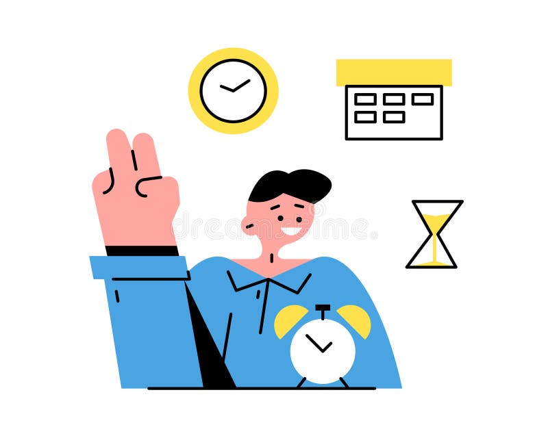 Male Managing Schedule and Work Time. Time Management Stock Vector ...