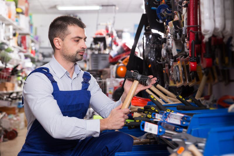 Male is Standing with New Hammer Stock Image - Image of hobby, repair ...