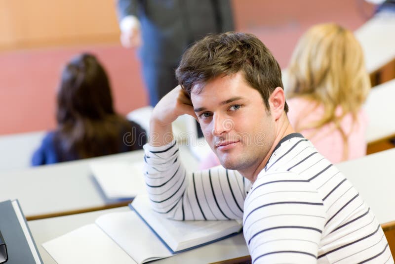 Male Student Attending a Class at the University Stock Image - Image of ...