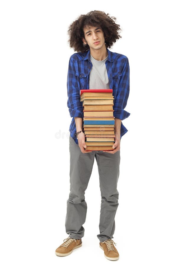 Young Boy Carrying Heavy Pile Books Stock Photos - Free & Royalty-Free ...