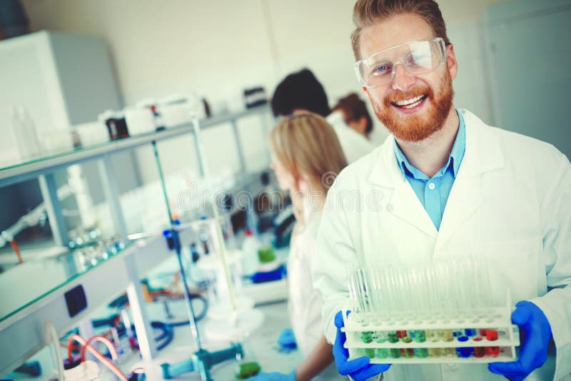Male Student of Chemistry Working in Laboratory Stock Image - Image of ...