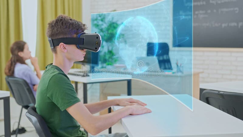 Interactive Education: Student Using VR for Global Studies Stock Image ...