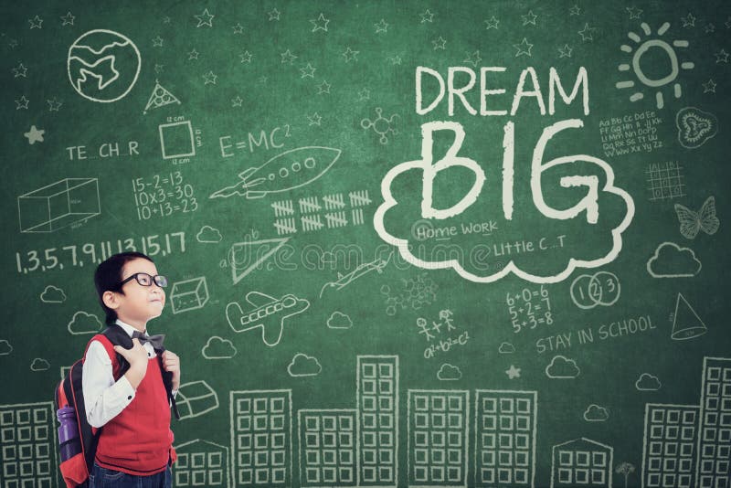 Male Student with Dream Big Text Stock Image - Image of kids, cute ...