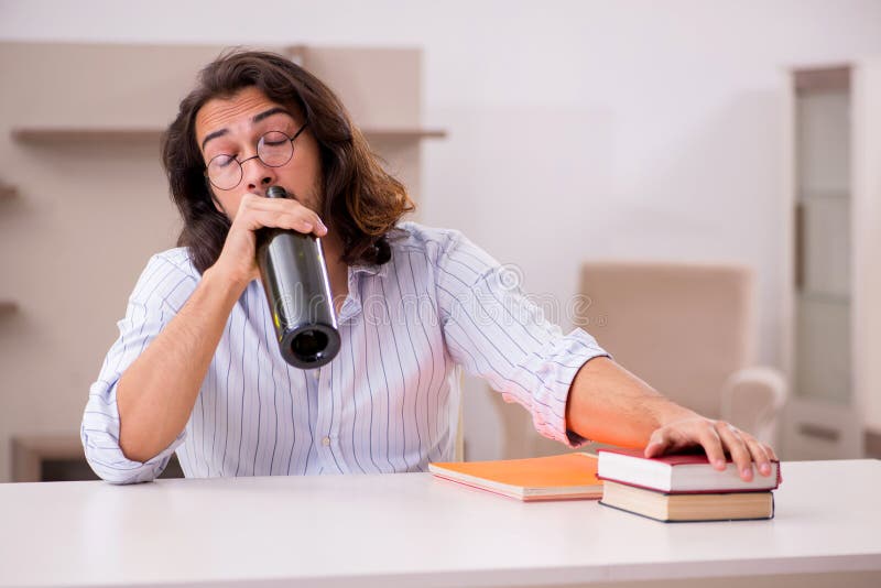 Young Male Student Drinking Alcohol at Home Stock Image - Image of ...