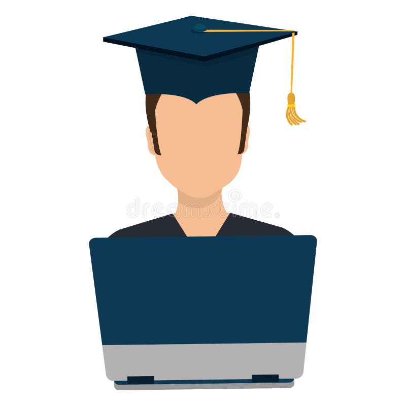 Student Avatar With Graduation Hat Isolated Icon Stock Illustration ...