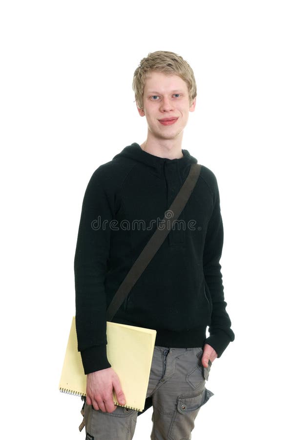 Male Student Holding Some Notebooks Stock Image - Image of young, learn ...