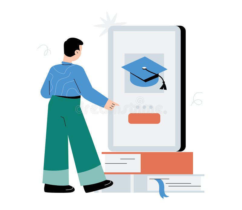 Male Student Using Online Education Platform on Smartphone in Flat ...