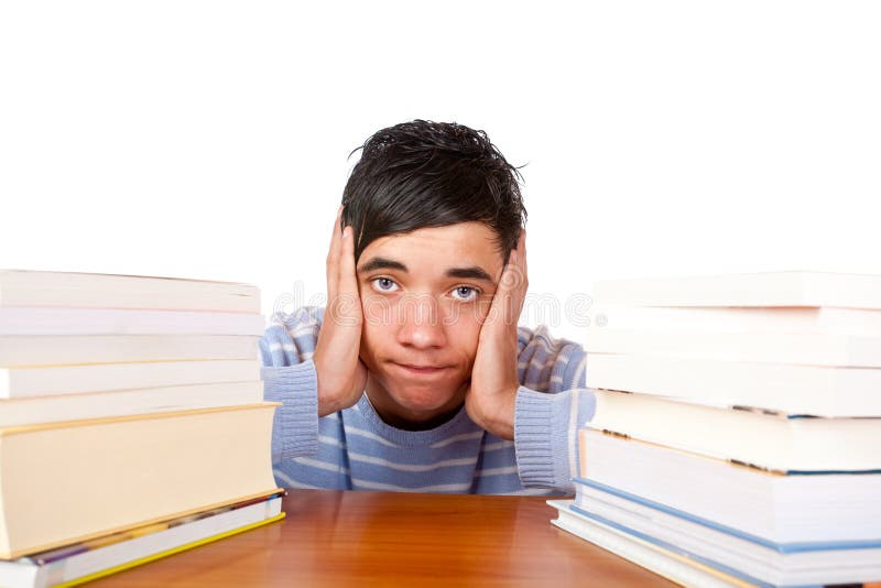 Handsome Frustrated Student Learns with Laptop Stock Photo - Image of ...