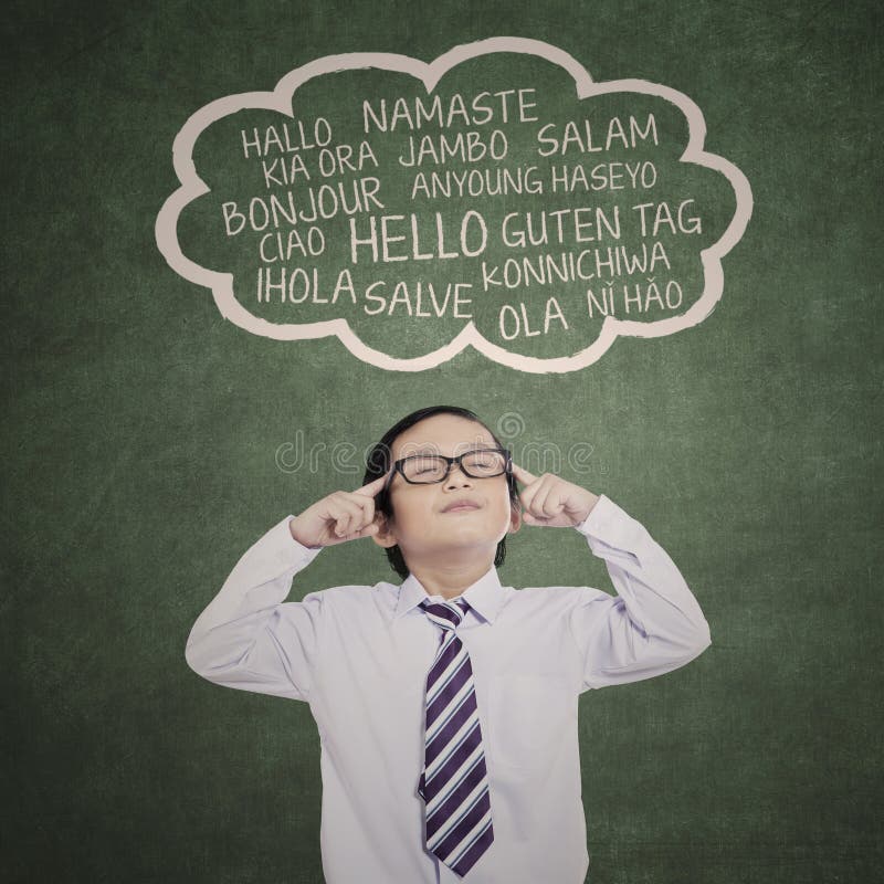 Schoolboy Learn Universal Language Stock Image - Image of chinese ...