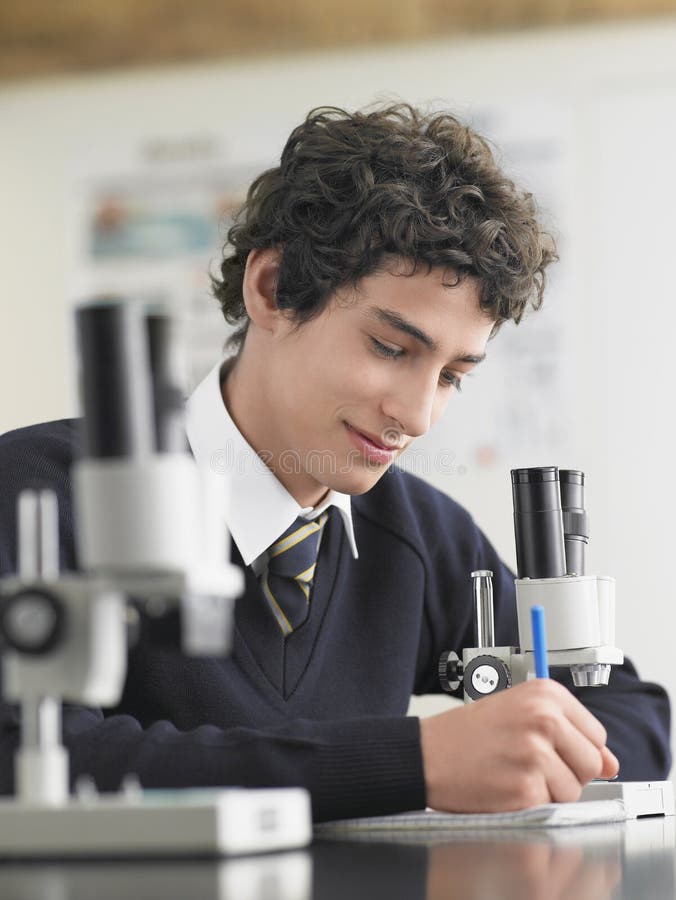 Male Student Working in Laboratory Stock Image - Image of class ...