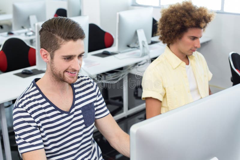Male Students in Computer Class Stock Photo - Image of campus, adult ...