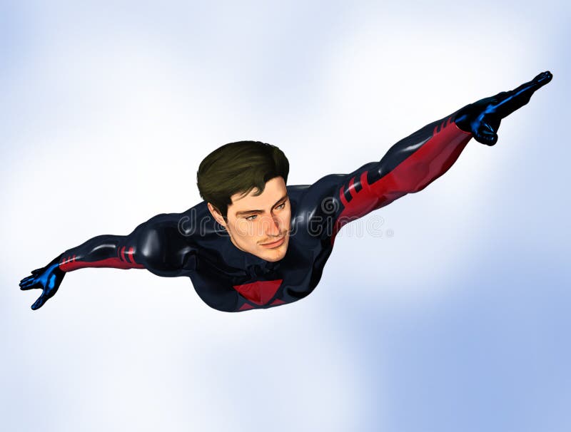 Male Superhero floating stock illustration. Illustration of game - 9087736