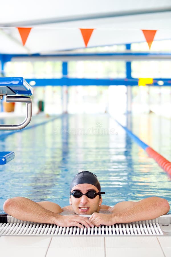 Back View of Muscular Swimmer in Swimming Trunks Standing Stock Photo ...