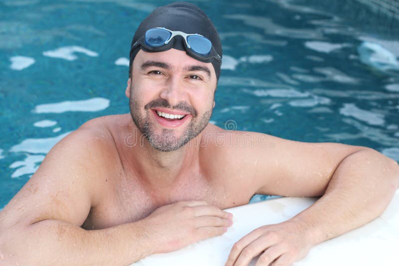 Male Swimmer Smiling at Camera Stock Image - Image of attractive ...