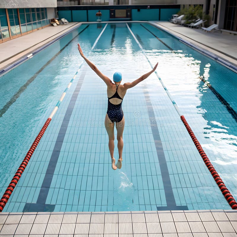 Male Swimmer in the Swimming Pool. he Practices One Afternoon Stock ...