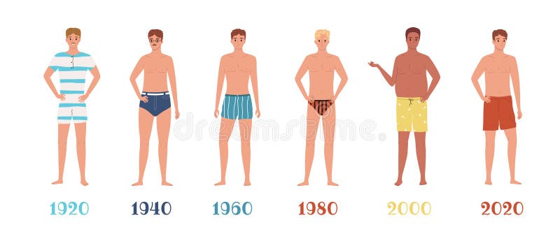 Male Swimsuit Evolution stock vector. Illustration of beach - 288887537