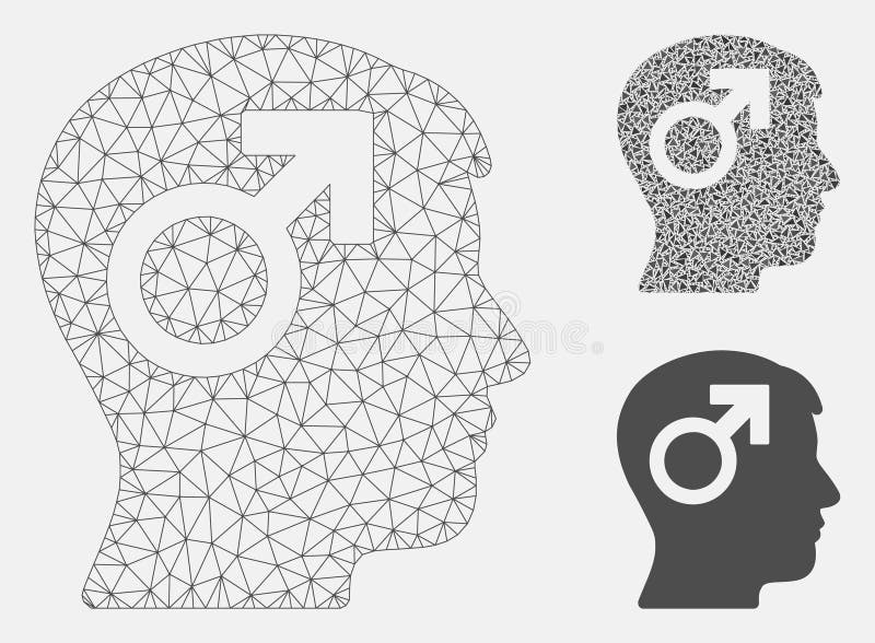 Male Symbol Head Vector Mesh Carcass Model and Triangle Mosaic Icon ... Male Symbol Head Vector Mesh Carcass Model and Triangle Mosaic Icon ...