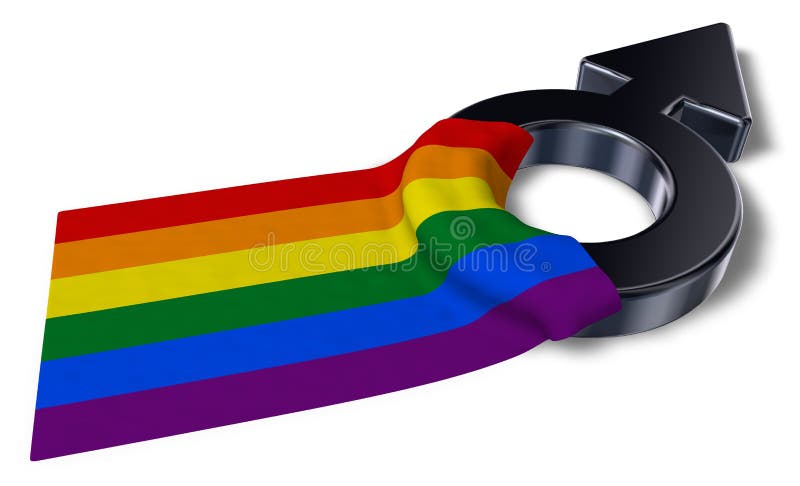 Male Symbol and Rainbow Flag Stock Illustration - Illustration of cross ...