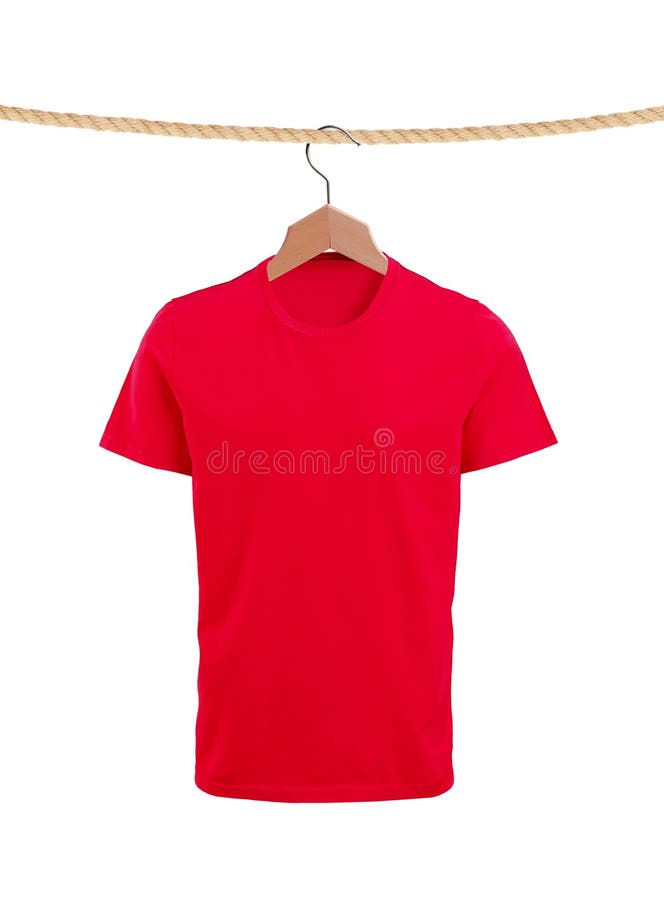 Male T-shirt on Rope Isolated on White Stock Image - Image of front ...