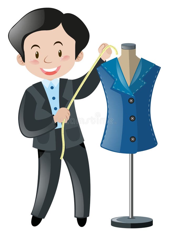 Male tailor selects size stock vector. Illustration of tailor - 233195030